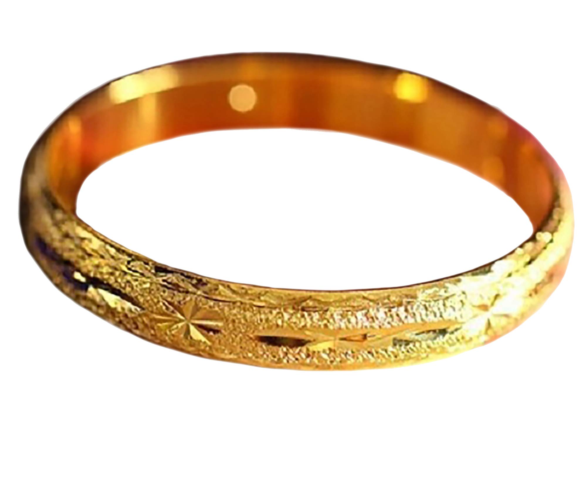Devastating Designs 24k Yellow Gold Women's 10mm Wide Italian Cut Bangle Bracelet W/Gift Packaging