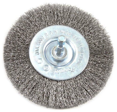 Forney 72740 Wire Wheel Brush, Fine Crimped with 1/4-Inch Hex Shank, 4-Inch-by-.008-Inch