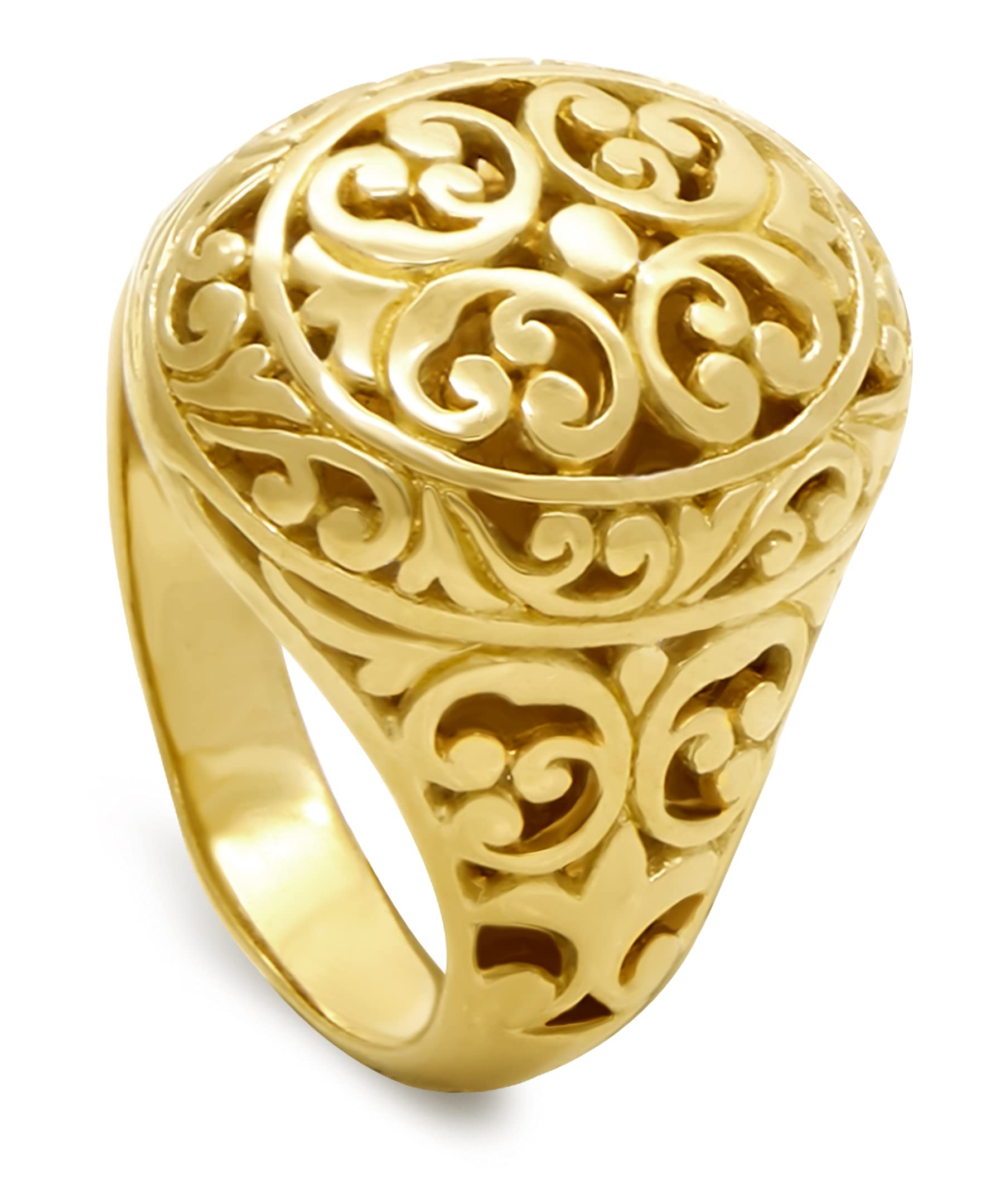 DEVATA Sterling Silver 925 Filigree Bali Dome Ring DCM2318SS (Size 07)