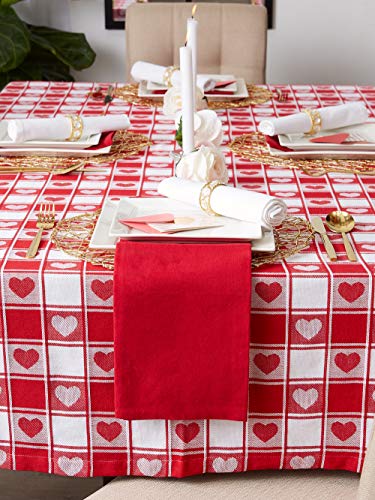 DII Valentine's Day Tablecloth Check Collection, Tablecloth, 60x84, Checkered Hearts