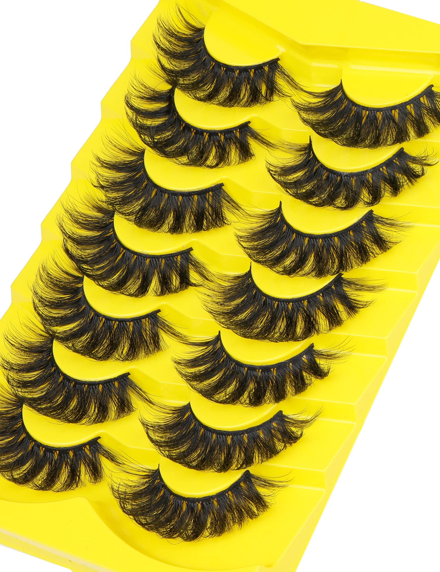 Eyelashes Dramatic Fluffy Mink Lashes Full of Volume 3D Effect Faux Mink Lashes 20MM D Curly Fake Eyelashes Wispy Lashes Pack 7 Pairs
