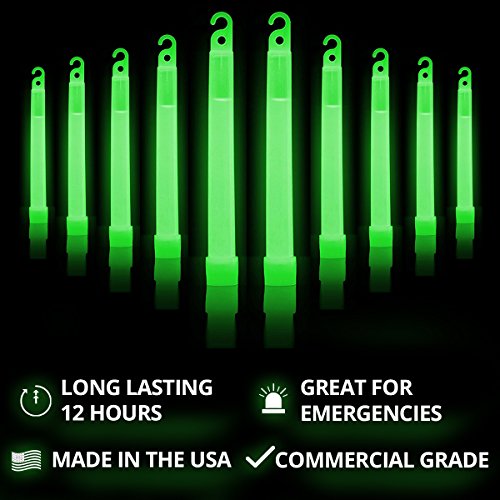 Cyalume Glow Sticks Military Grade Lightstick - Premium Green 6β SnapLight Emergency Chemical Light Stick with 12 Hour Duration , 10 Pack