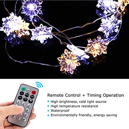 Waterproof 30LEDs String Snowflake Light, Wire LED Light, Decoration Lamp Fairy Lights for Wedding Celebrations Courtyards Home Gardens Bedrooms