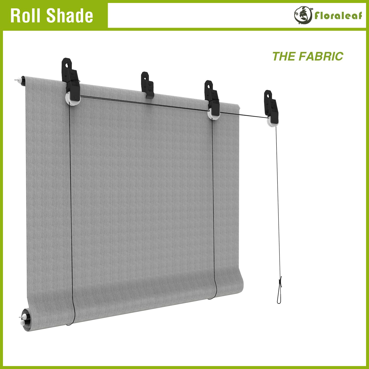 FLORALEAF Outdoor Roller Shades 7'W x 6'H Window Blinds for Porch Screen Deck Pergola Patio Balcony Gazebo Privacy Sunshade Roll Up Outdoor, Light Grey
