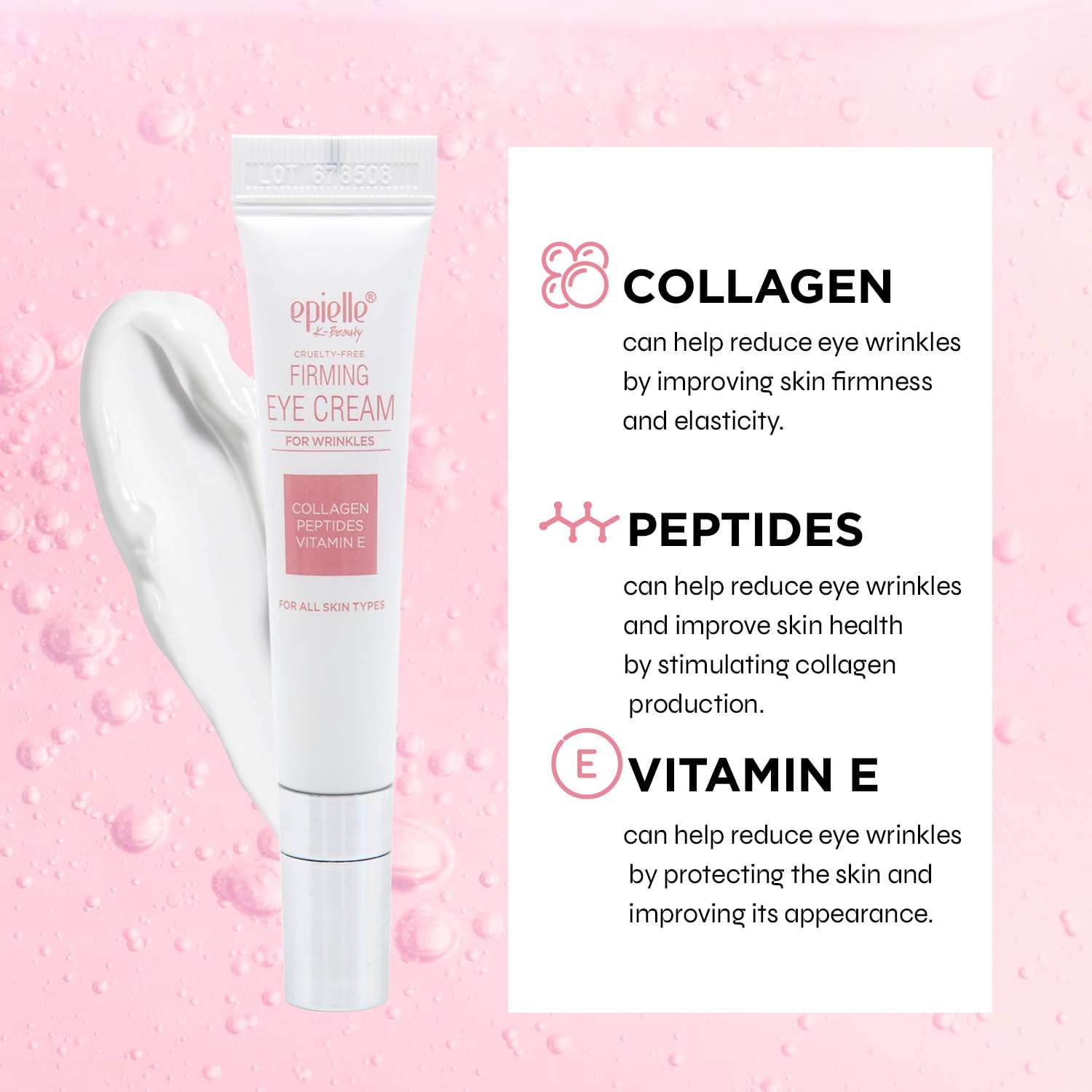 Epielle Firming Eye Cream | Anti-Aging Serum for Sagging Skin and Wrinkles | Cooling Applicator for Refreshing Application | Korean Skincare