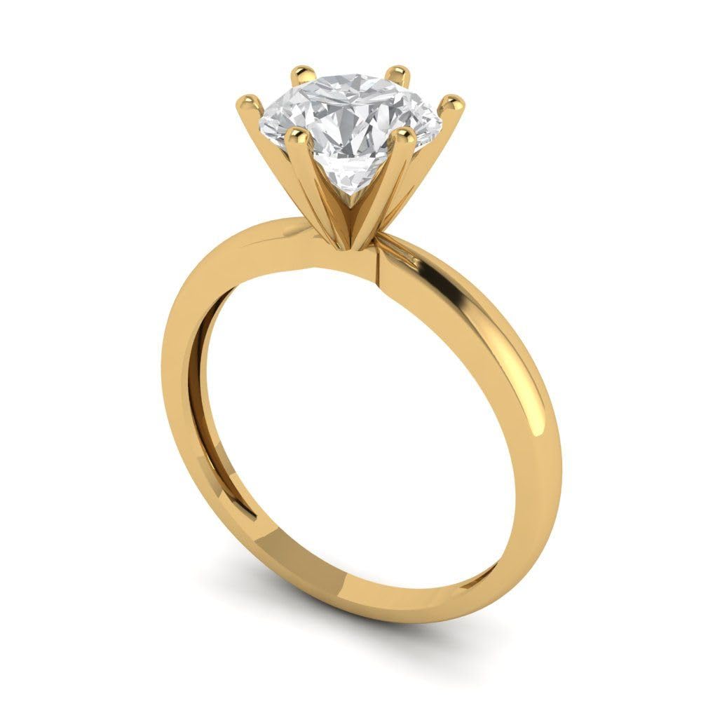 Clara Pucci 1.50 ct Round Cut Solitaire Moissanite Engagement Wedding Bridal Promise Anniversary Ring in 18K yellow Gold Size 5.5