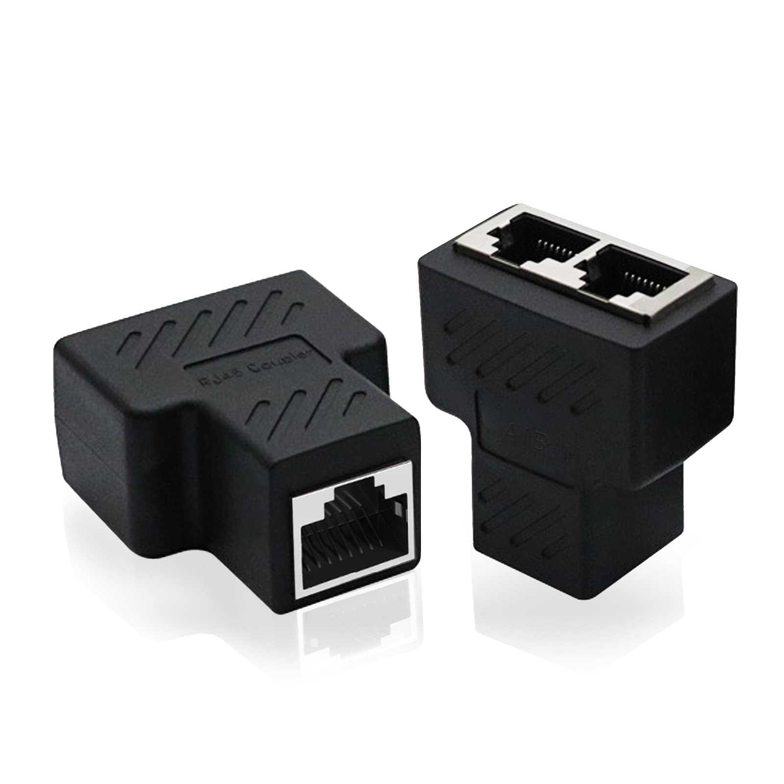 Ethernet Splitter, Tuliyet RJ45 1 to 2 Ethernet Splitter Coupler Adapter, Ethernet Cable &LAN Internet Splitter for Cat5, Cat5e, Cat6 Cable - 2pcs