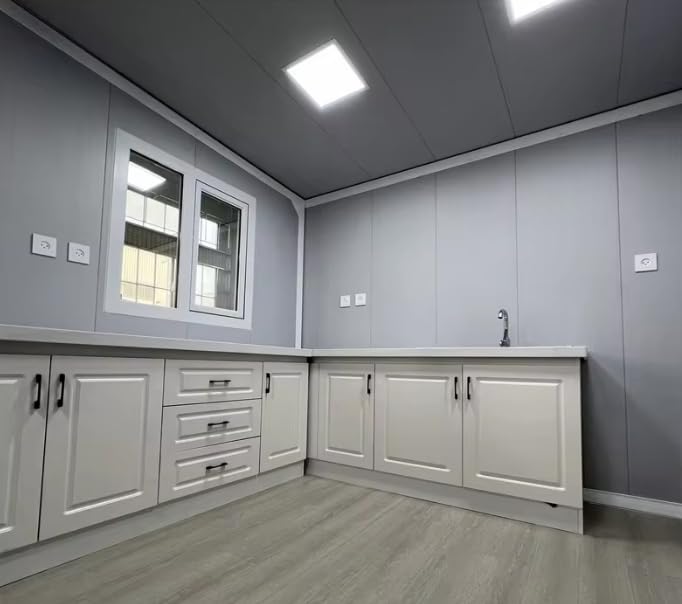 Generic Portable Prefabricated Mobile House 20ft(5.90Lx2.48Wx6.30H) meters with 1Bedrrom 1Batheoom Kitchen are Living Area with Doors Windows and Electric Distribution