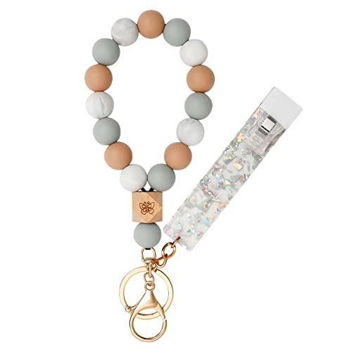 Card Grabber for Long Nails, Wristlet Keychain Bracelet for Women with Silicone Beads Car Key Ring Chain (Brown)