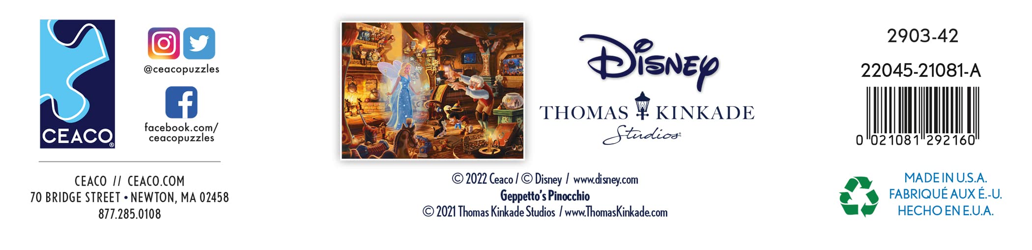 Ceaco - Thomas Kinkade - Disney - Geppetto's Pinocchio - 750 Piece Jigsaw Puzzle
