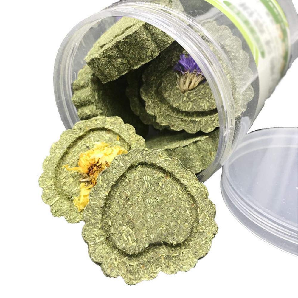 PeSandy Bunny Chew Toys for Teeth, Natural Pet Chew Toy Hand Made Timothy Hay Cakes for Chinchilla Guinea Pig Hamsters Holland Lop Prairie Dogs Squirrels Gerbils Rabbit Chewing & Molar Teeth, 9.5oz