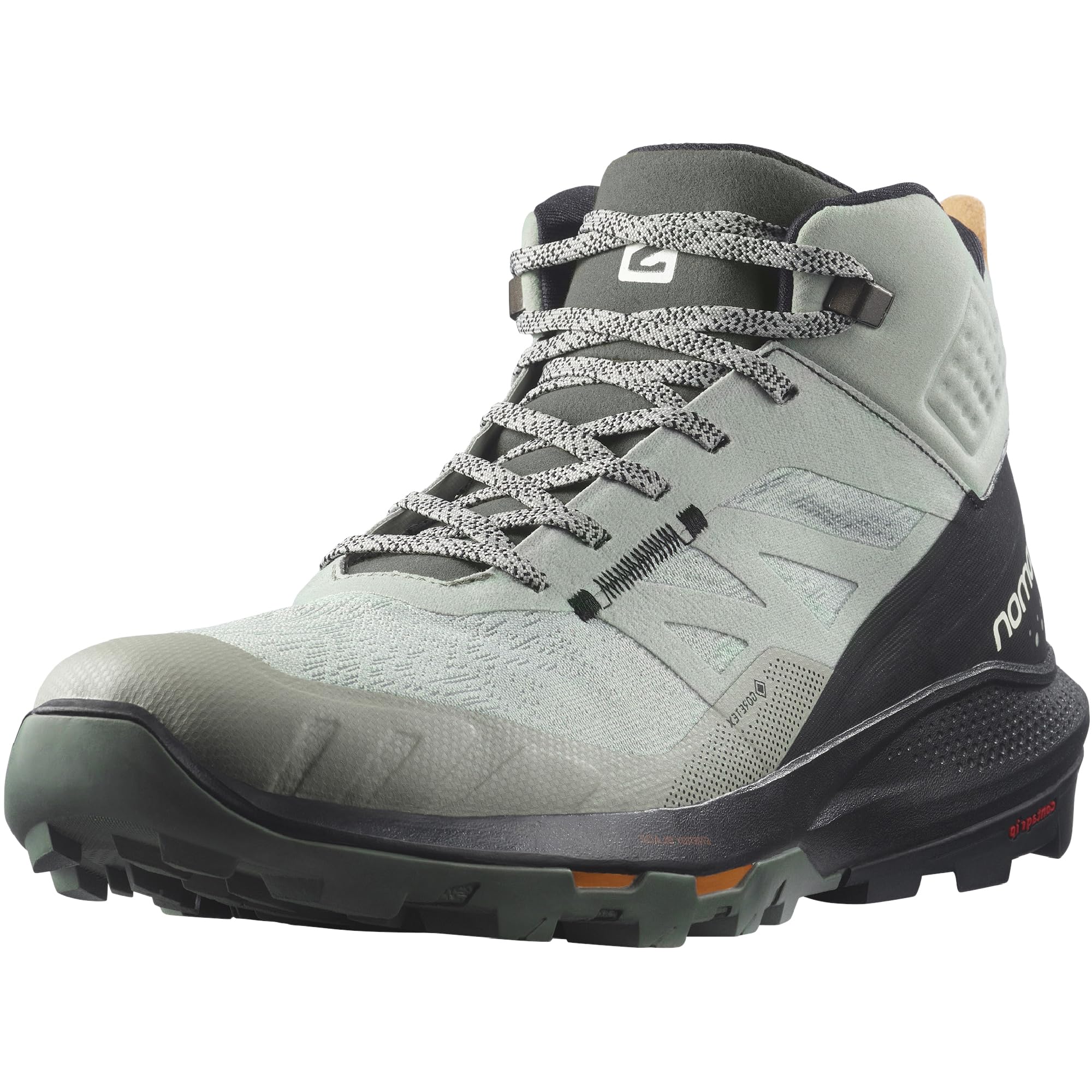 Salomon Men's OUTPULSE Mid Gore-Tex Hiking Boots for Men, Wrought Iron/Black/Vibrant Orange, 9.5