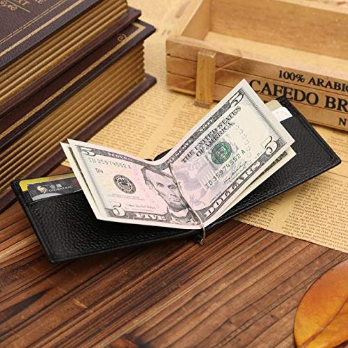 Card Wallets for Women Men's Card Slim Leather Holder Bifold Money Ultra Clip Credit Wallet Mini (Black, One Size)