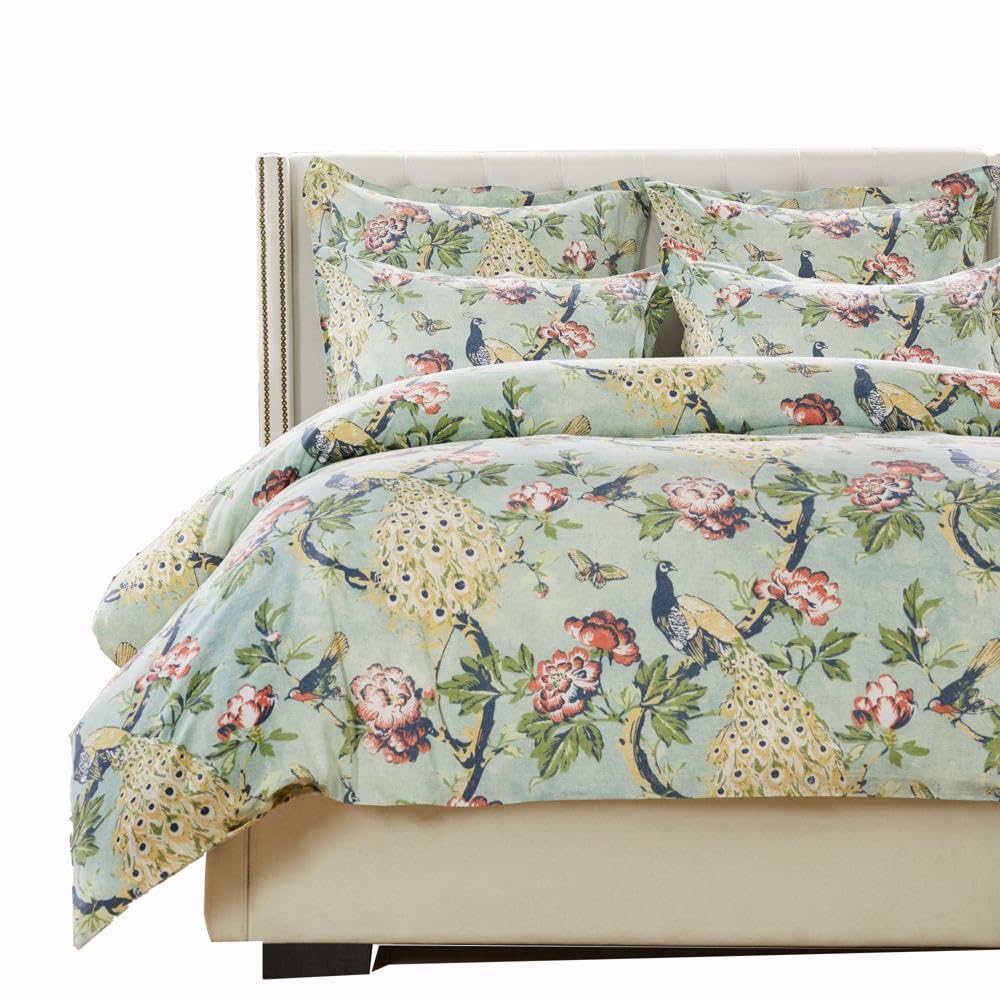 Greenland Home Pavona 100% Cotton Victorian Duvet Cover Set, 3-Piece Full/Queen, Jade