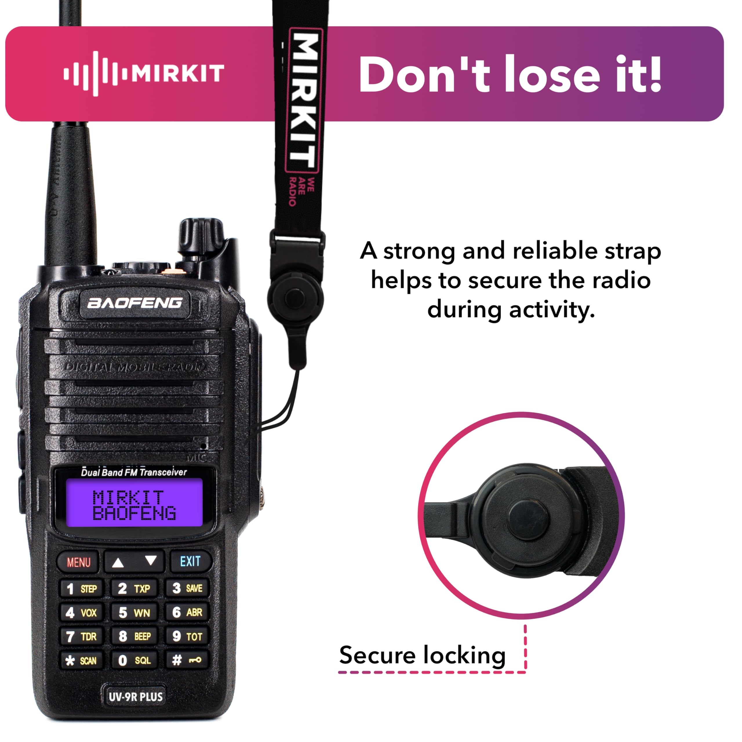 Mirkit 4X Waterproof Baofeng Radio UV-9R Plus MK1 (UV-82 3rd Gen) 8W Max Power 2024 VHF/UHF 144-148/420-450MHz Walkie Talkies, 2200mAh Battery & Programming Cable, IP67 Dust, Cold, Waterproof