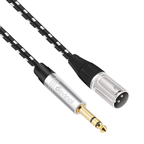 Devinal XLR Male to 1/4" inch TRS Interconnect Cable, Nylon Braided Quarter inch Stereo to XLR Balanced Cord, 6.35mm Jack to Male Patch Lead 6.6 FT