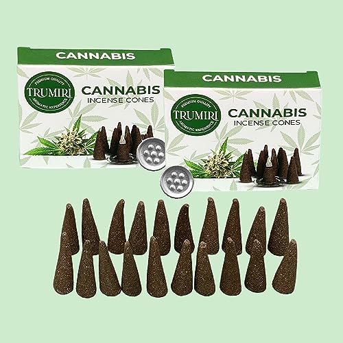 Cannabis Scented Incense Cones - Total 20 Cone Incense - Dual Pack of 10 Insence Cones - Incense Cones Scented - Cone Incense Scents - Insense Cones - Incent Cone