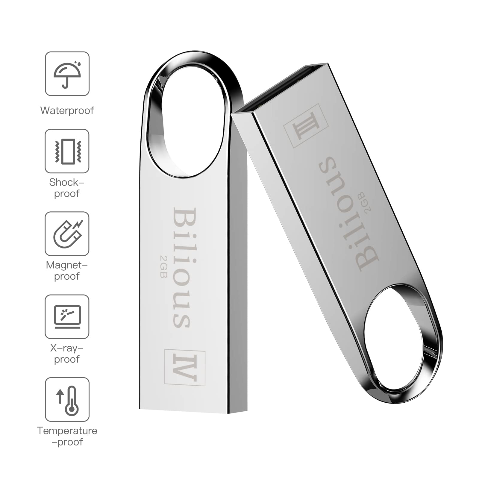USB Flash Drive, Bilious Portable Keychain Design Thumb Drives Bulk 10 Pack, Metal Style Memory Stick U Disk, Waterproof Jump Pen Drive for Storage and Backup (16GB, 10 Pack)