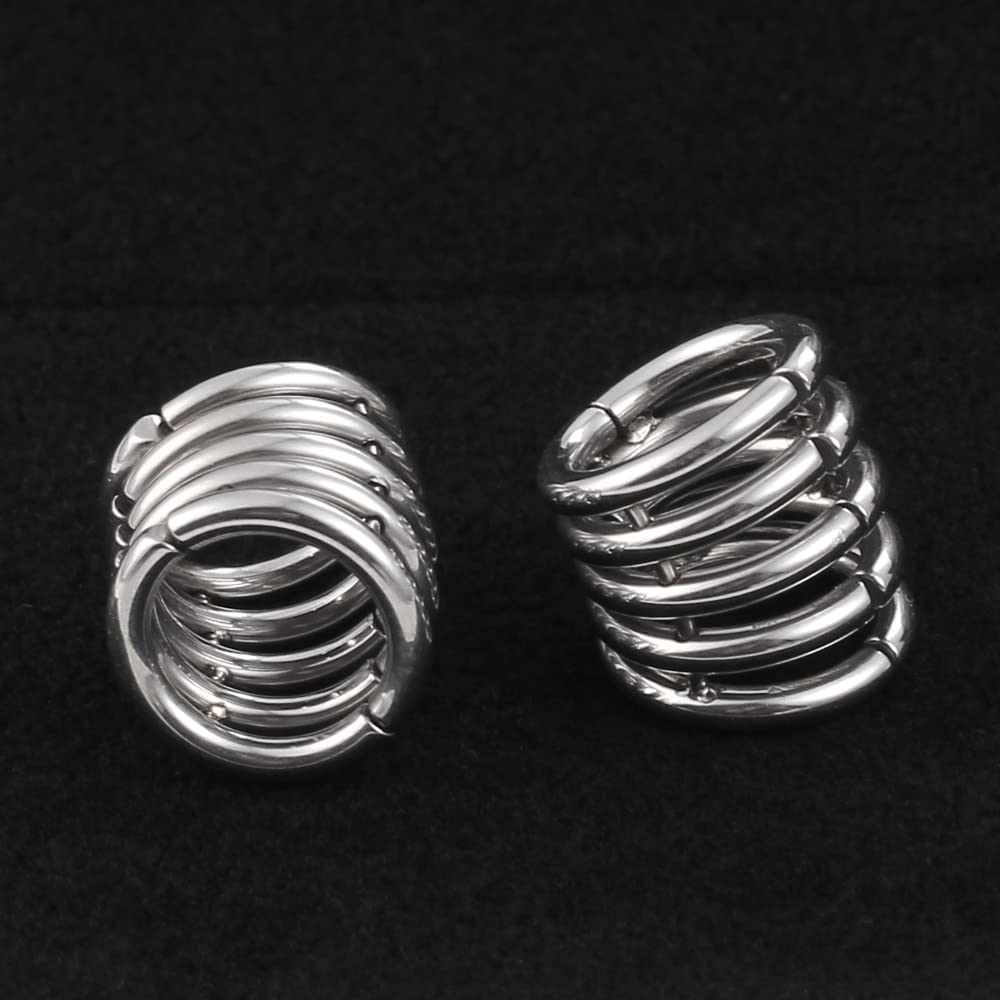 Earblity 10mm Stacker Ring Lobe Clip Ear Gauges Plugs Ear Tunnels Stretcher Earring Studs Clip on Cartilage Body Piercing Jewelry 2PCS Gold Rose Black Silver