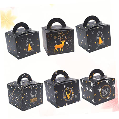 COHEALI 12pcs Christms Gift Boxes Party Favor Boxes for Christms Chocolate Candy Box for Christms Christmas Star Deer Black Christms Candy Box Candy Wrap Box