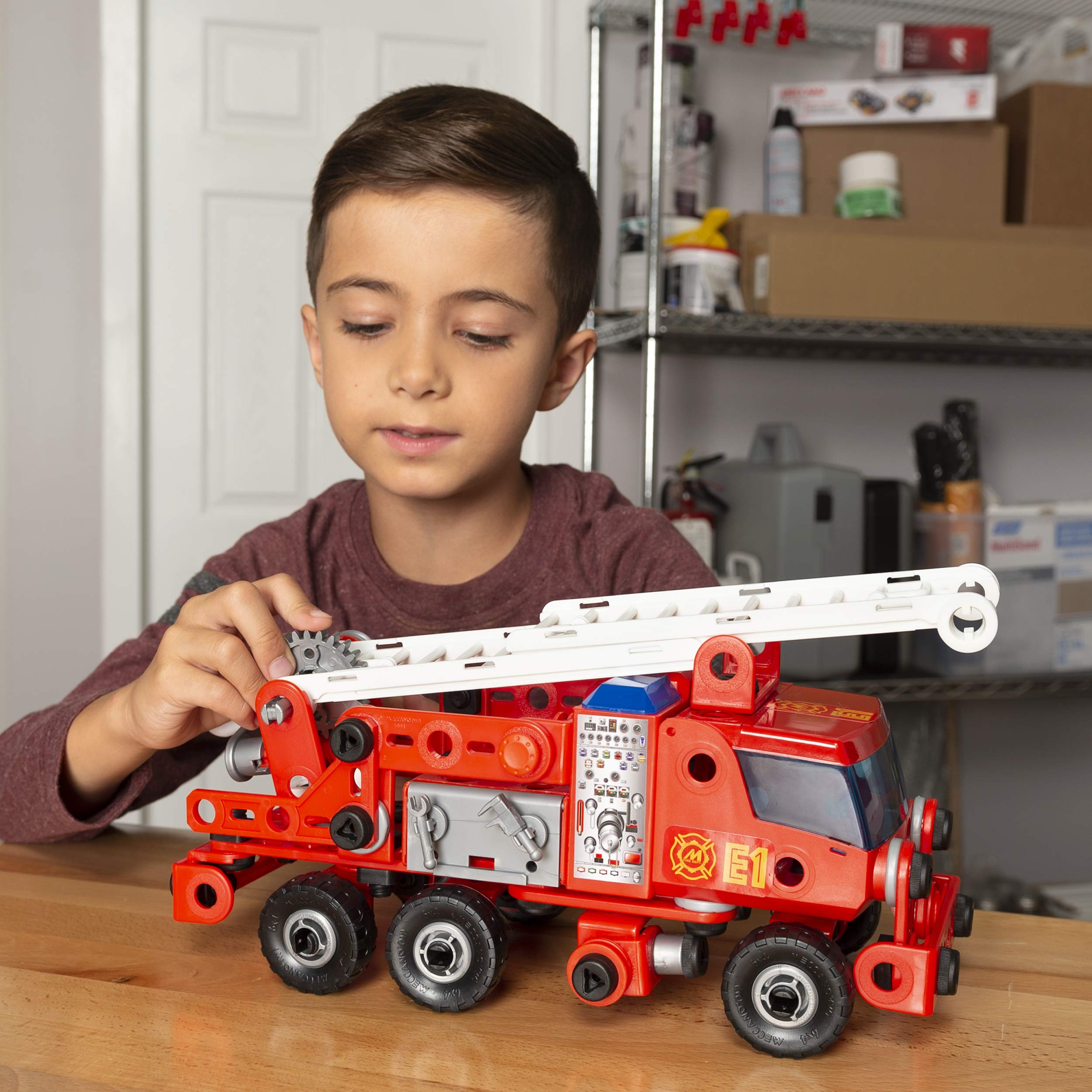 Meccano-Erector Junior - Rescue Fire Truck with Lights and Sounds Model Building Kit