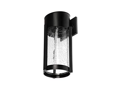 Home Zone Security Decorative Solar Wall Lights - Outdoor Crackle Glass Patio and Fence Wall Lights, 2-Pack Black