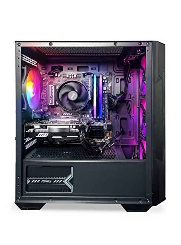NSX Gaming PC Desktop – AMD Ryzen 5 5500 3.6 GHz, GTX 1650 D6 Ventus XS, 512GB M2 NVME, RGB RAM 16G DDR4 3600, 650W 80PLUS Bronze PSU, Windows 11 Home 64-bit Built in USA