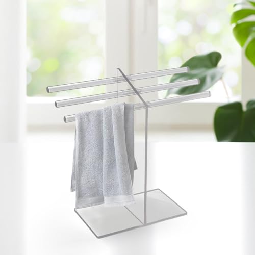 Generic Hand Towel Holder Clear Standing Acrylic Bathroom Organizer for Kitchen, 40cmx29cmx15cm