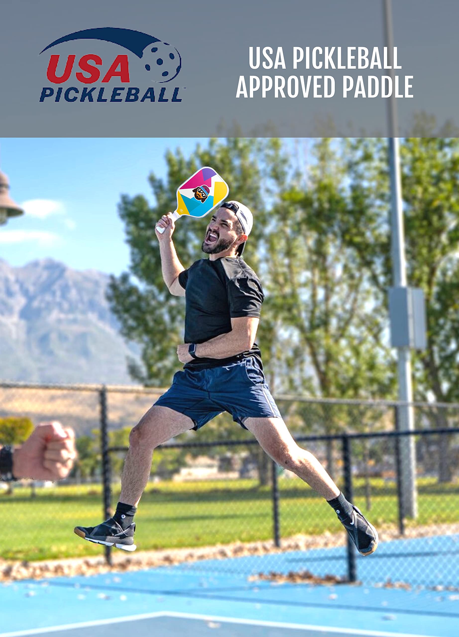 Erne Pickleball Paddle, USAPA Approved Pickle Ball Racket, Fiberglass Blend Honeycomb Polypropylene Core, Extra Reach & Power