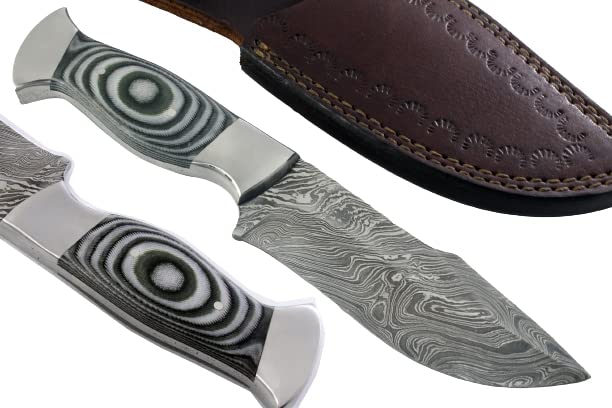 Custom handmade damascus steel fixed blade hunting knife. PPI-17
