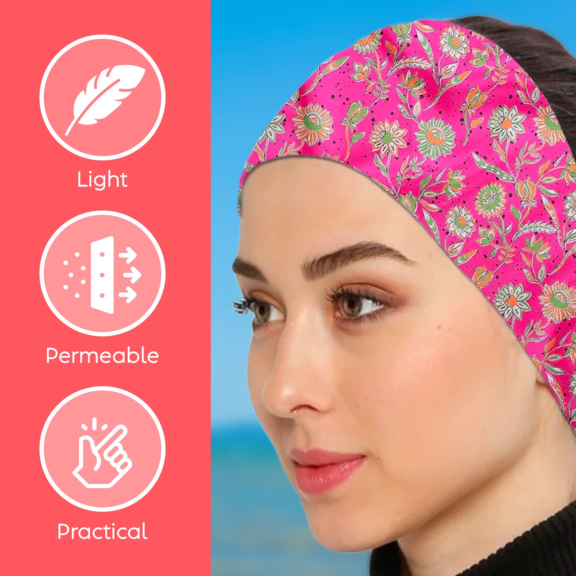 dscarf Womens Neck Scarf 21"x21" Small Square | Headband Scarf Ethnic Bandana Head Scarf Flowering Breathable Lightweight (Flowering Design 2)