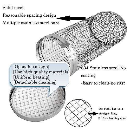 ZHMZHM Roller Grill Basket-Round Stainless Steel BBQ Grill Mesh,Outdoor Round BBQ Grill Grid for Chips Fish Shrimp,Versatile Round Grill Cooking Accessories (2PCS-B)