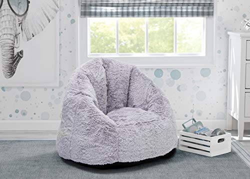 Delta Children Cozee Fluffy Chair, Kid Size (for Kids Up to 10 Years Old), Grey