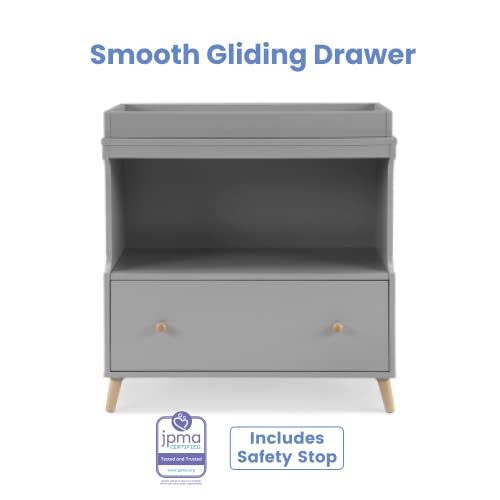 Delta Children Essex Convertible Changing Table with Drawer, Grey/Natural