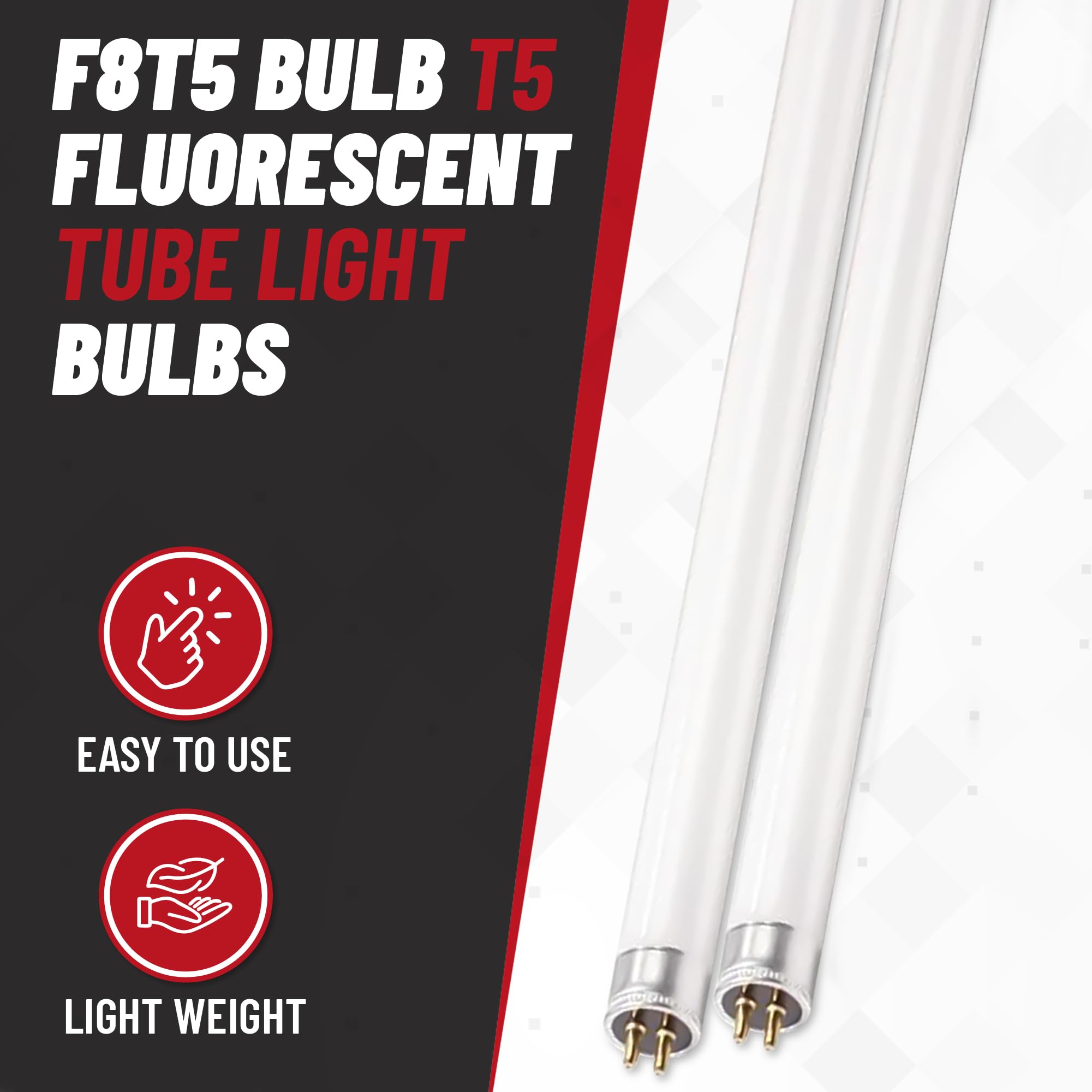 F8T5 CW Fluorescent Bulbs 12 Inch - F8 T5 8W Cool White 4100K Fluorescent 12" Under Cabinet Light Bulbs Linear T5 380 Lumens - Under The Counter Small Fluorescent Light Bulb - Pack of 2