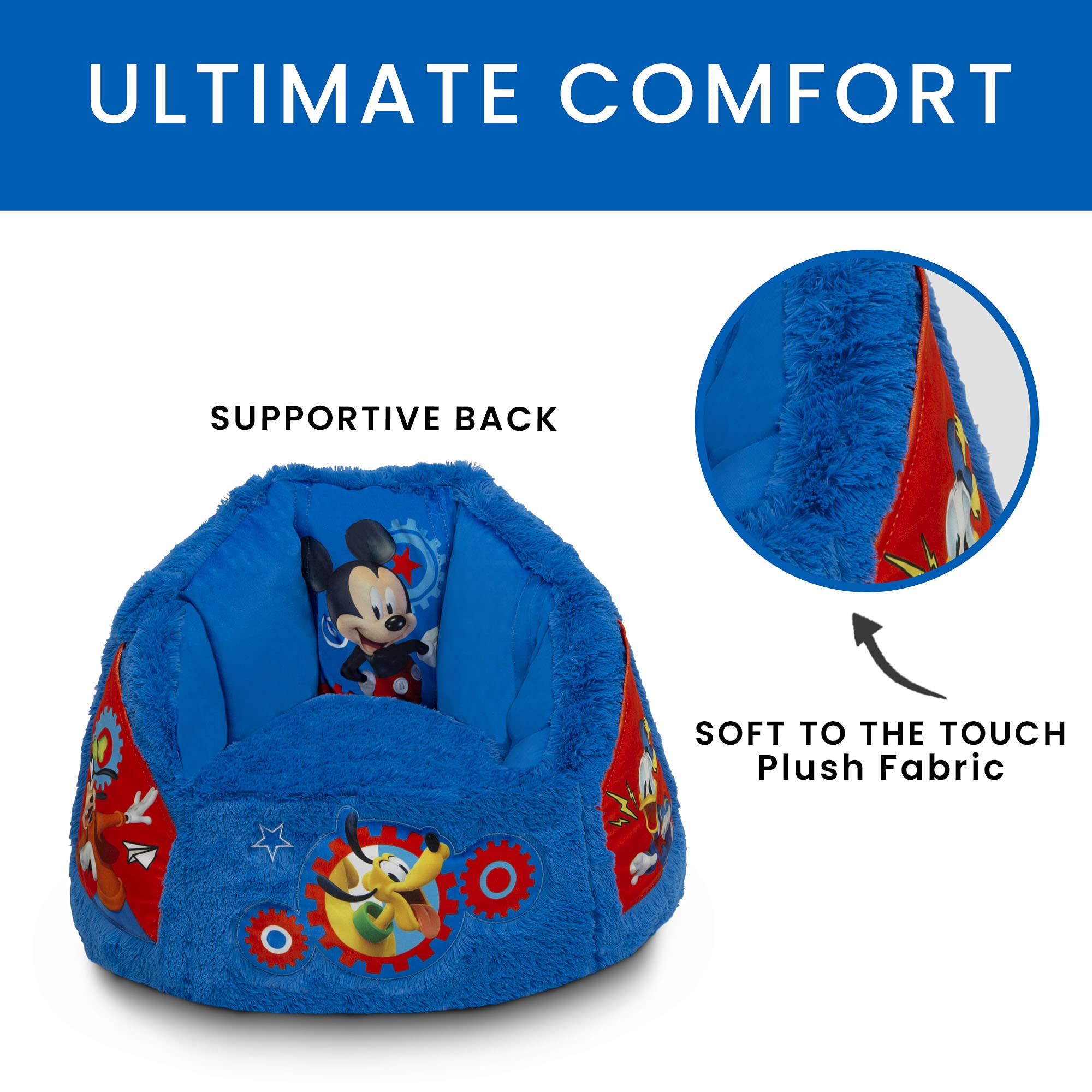 Delta Children Disney Mickey Mouse Cozee Fluffy Chair, Toddler Size (for Kids Up to 6 Years Old)