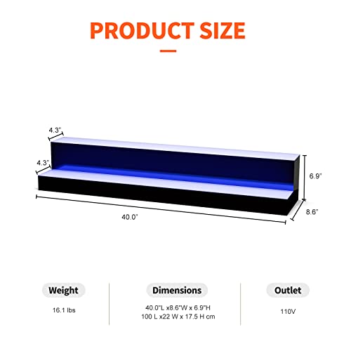 Oarlike LED Liquor Bottle Display Shelf 40 in 2 Step Acrylic Lighted Bar Shelf W/RF Remote Controller Home Commercial Bar Countertop Display Stand