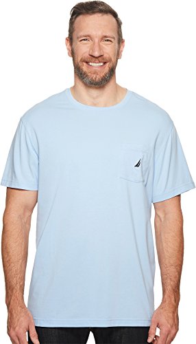 Nautica Men's Solid Crew Neck Short Sleeve Pocket T-Shirt, Noon Blue, X-large