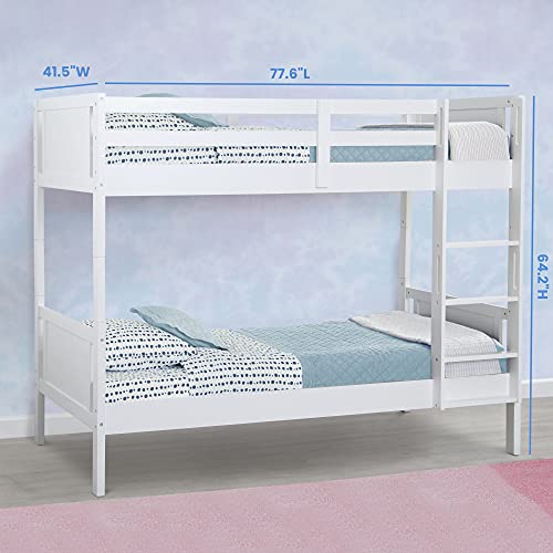 Delta Children Convertible Twin Over Twin Wood Bunk Bed with Ladder and Guardrails – Use as Bunk Bed or 2 Stand-Alone Twin Beds – Bed Ships in 2 Boxes, White