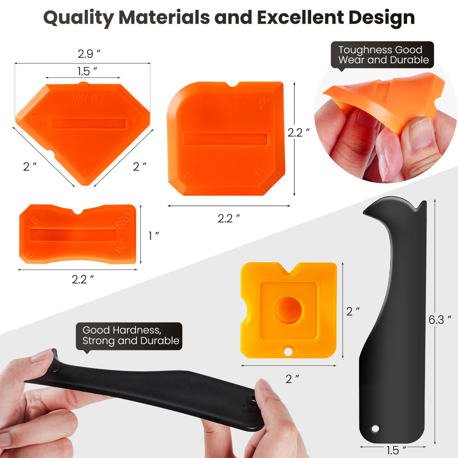 HANJKINZ 3 in 1 Silicone Caulking Tools(Stainless Steelhead), 12pack, Caulk Remover Tool Kit with Replace Silicone Padsgood Pads and Caulk Finishing Tools, Caulking Tool Kit for Kitchen, Bathroom