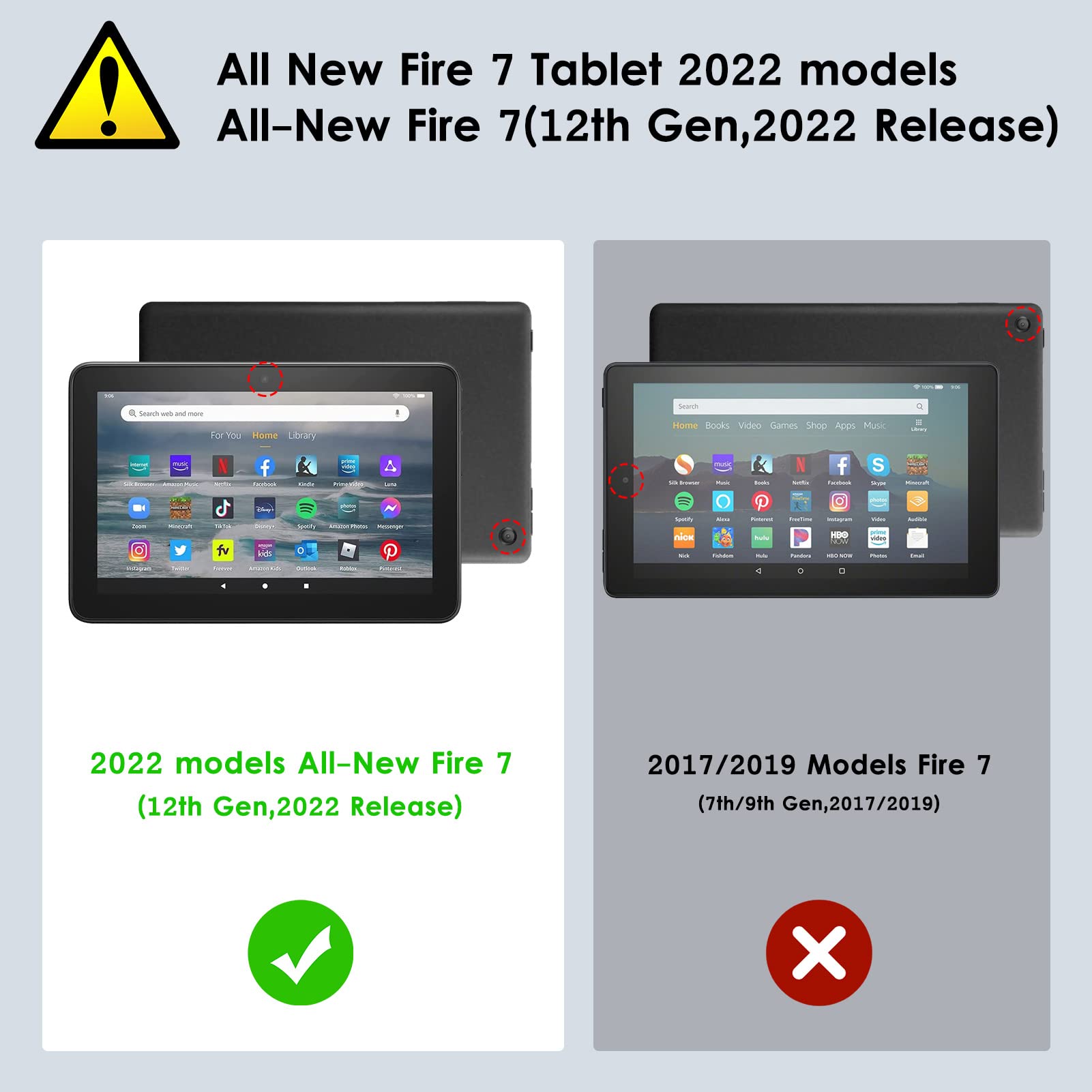 DTTO for All-New Amazon Fire 7 Tablet Case (Only Compatible with 12th Generation, 2022 Release), Slim Premium Vegan Leather Folding Stand Cover for Amazon Fire 7 Tablet - Auto Wake/Sleep, Black
