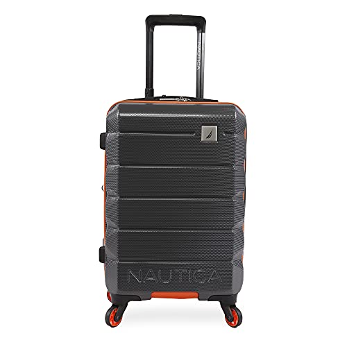 Nautica Quest Hardside Spinner Luggage, Grey/Orange, Carry-On 21-Inch