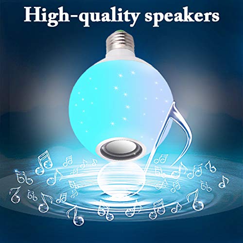 DGRENA E27 LED Wireless Light Bulb Speaker RGB Disco Bluetooth Light Bulb Speaker Color Conversion Light, with 24 Keys Remote Control, Party Color Remote Control, Atmosphere Creation