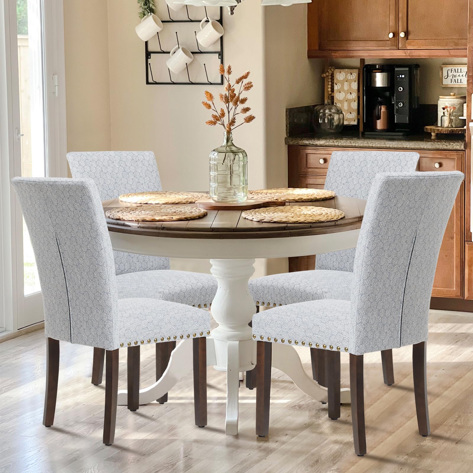 COLAMY A420-SKY2061B-2Sets fabric dining chairs, Set of 4, F-bubble