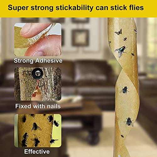 Fly Ribbons Sticky Fly Traps for Kitchen, Fly Strips Catcher Ribbon, Flies Paper Strip Indoor (16Pack)