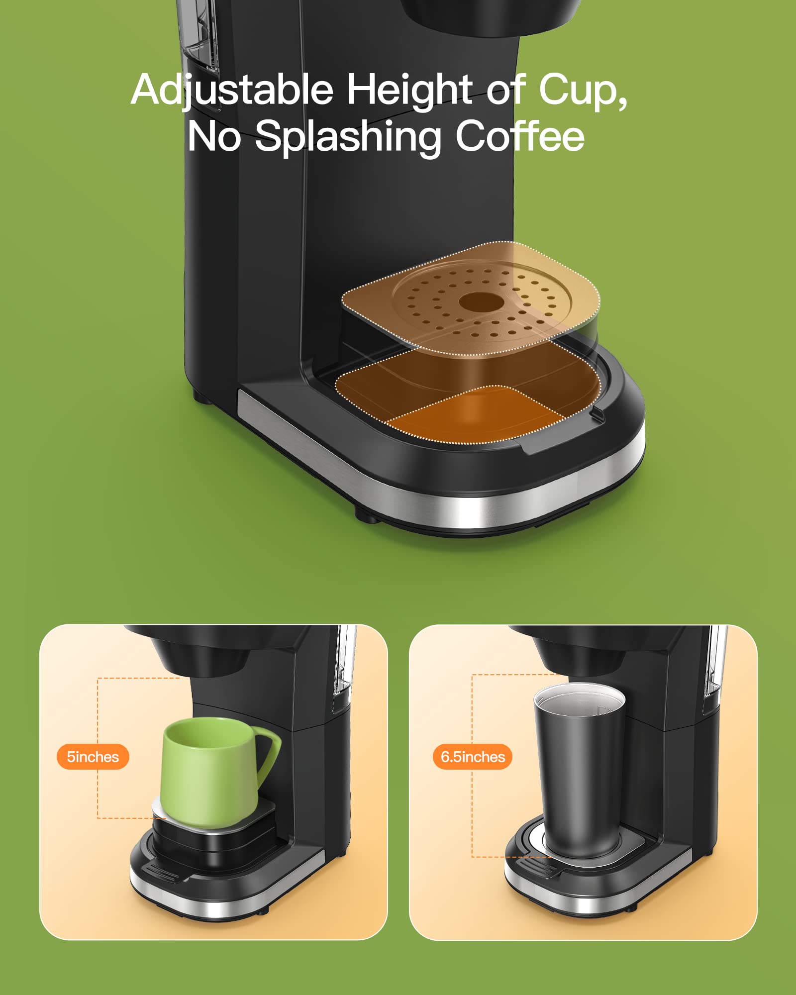 Famiworths Upgraded Hot and Iced Coffee Maker for K Cups and Ground Coffee, 4-5 Cups Coffee Maker and Single-serve Brewers, with 30 Oz Removable Water Reservoir, 6 to 24 Oz Cup Size, Classic Black