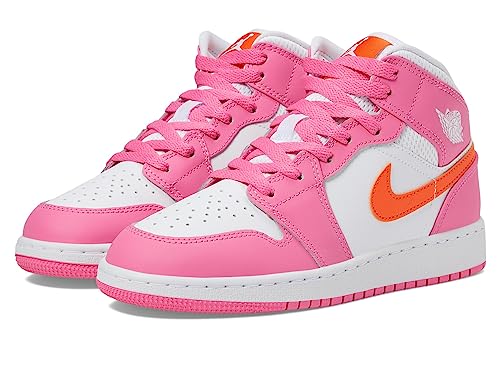 Jordan Boy's Air Jordan 1 Mid (Big Kid) Pinksicle/Safety Orange/White 4 Big Kid M