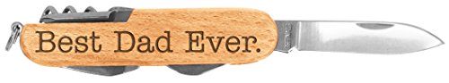 Fathers Day Gift for Dad Best Dad Ever Laser Engraved Wood 6 Function Multitool Pocket Knife