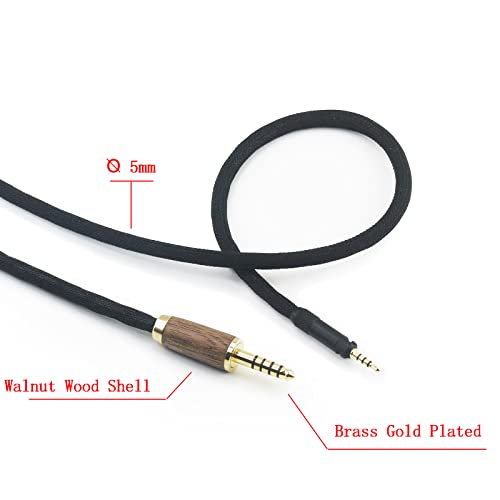NewFantasia 4.4mm Balanced Male 6N OCC Copper Silver Plated Cord 4.4mm Balanced Cable Compatible with Sennheiser HD598 HD598 SE, HD560s HD598 Cs, HD598 SR, HD599 Headphone Walnut Wood Shell