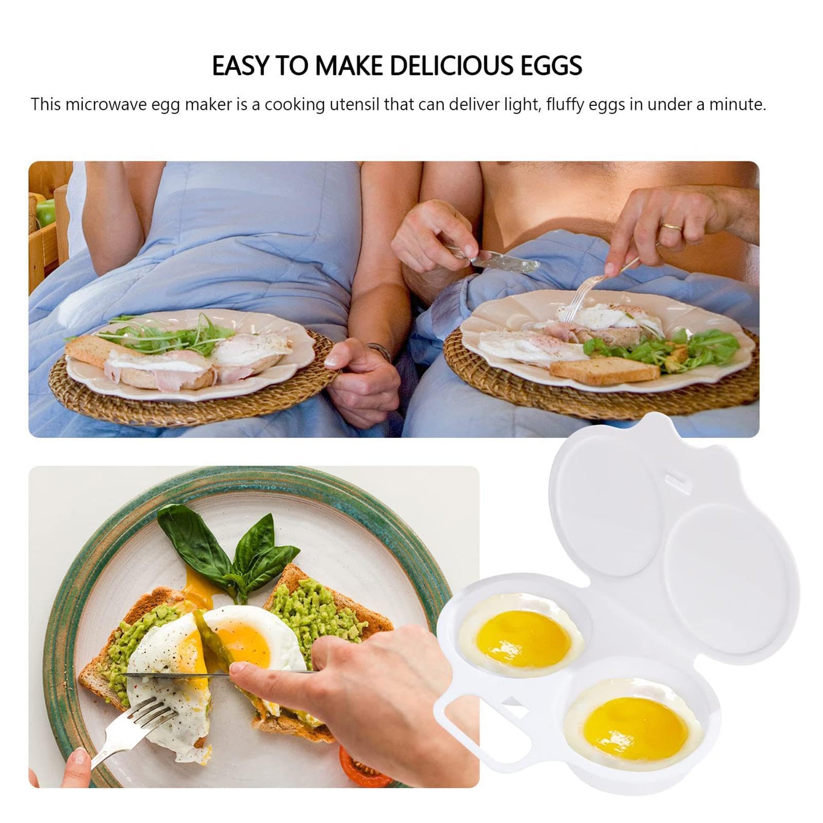 Generic Microwave Egg Cooker - PP Egg Microwave Cooker, Egg Cooker Microwave, Egg Boiler Poacher Cooker, Microwave Egg Maker, Eggs Boiler Poached Egg, Microwave Egg Poacher for Noodles Easy, White